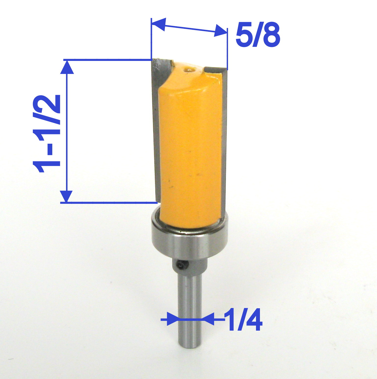 1 pc 1/4" Shank 5/8" Diameter 1-1/2" Blade Top Bearing Pattern Trim ...