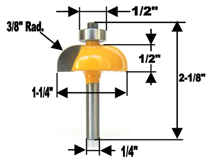 1 pc 1/4 SH Convex Cove with 3/8" Radius 1/2" High Router Bit S | eBay