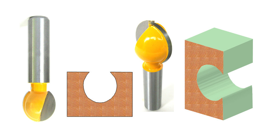 2PC 1/2" SH 3/4" and 1" Diameter Plunging Ball End Router Bit sct-888 ...