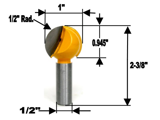 2PC 1/2" SH 3/4" and 1" Diameter Plunging Ball End Router Bit sct-888 ...