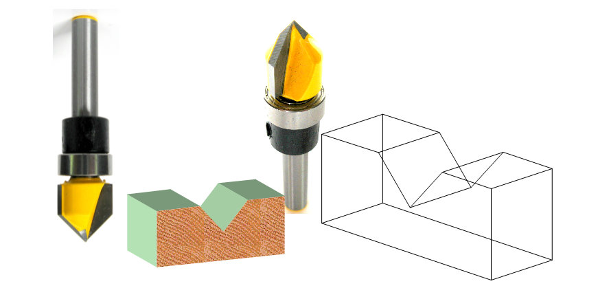 1 pc 1/4" SH 90° V-Grooving V-groove Top Bearing Router Bit S ...