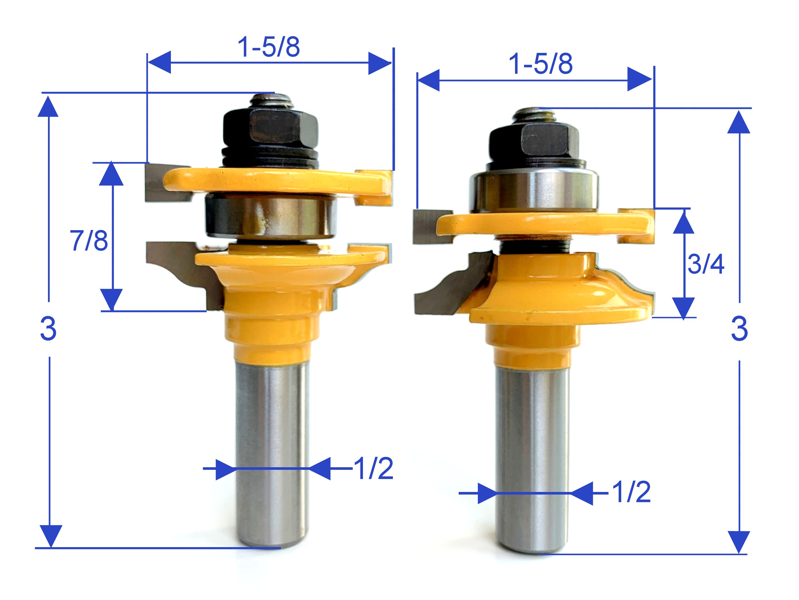 2pc 1/2" Shank Roman Ogee Rail & Stile Router Bit Set sct-888 | eBay