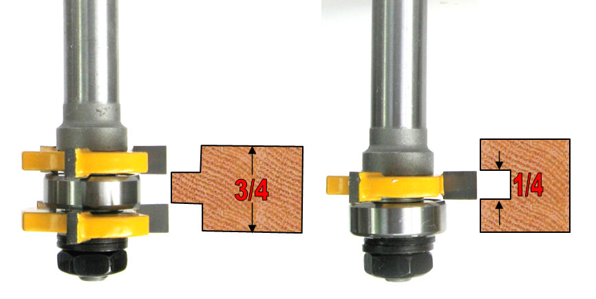 2 pc 1/2" Sh Cutting Depth 1/4" Tongue & Groove Joint Assembly Router ...