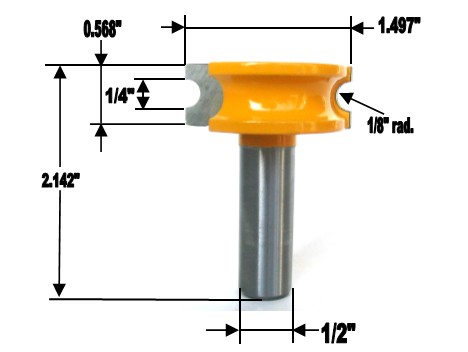 2 pc 1/2" SH 1/4" Dia. Canoe Flute and Bead Router Bit sct-888 ...