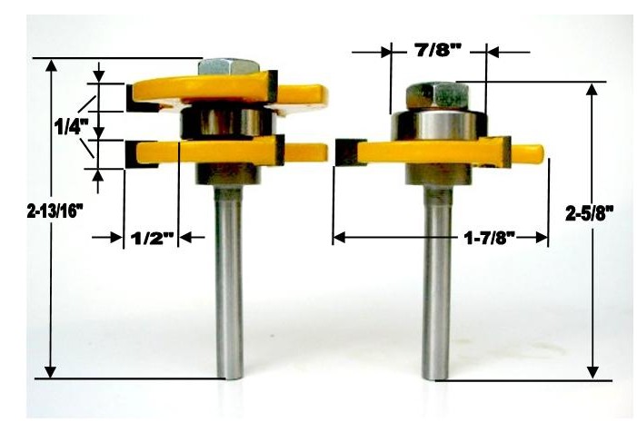 2 pc 1/4" Sh Tongue & Groove Joint Assembly Router Bit Set sct-888 ...