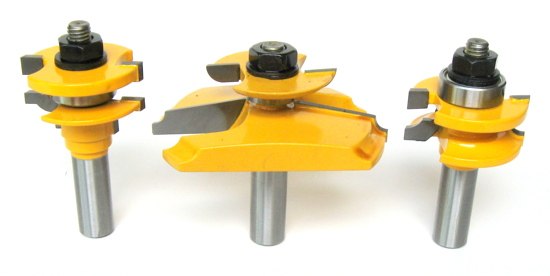 3pc 12° w/ Back Cutter Raised Panel & Bead Rail & Stile Router Bit Set ...