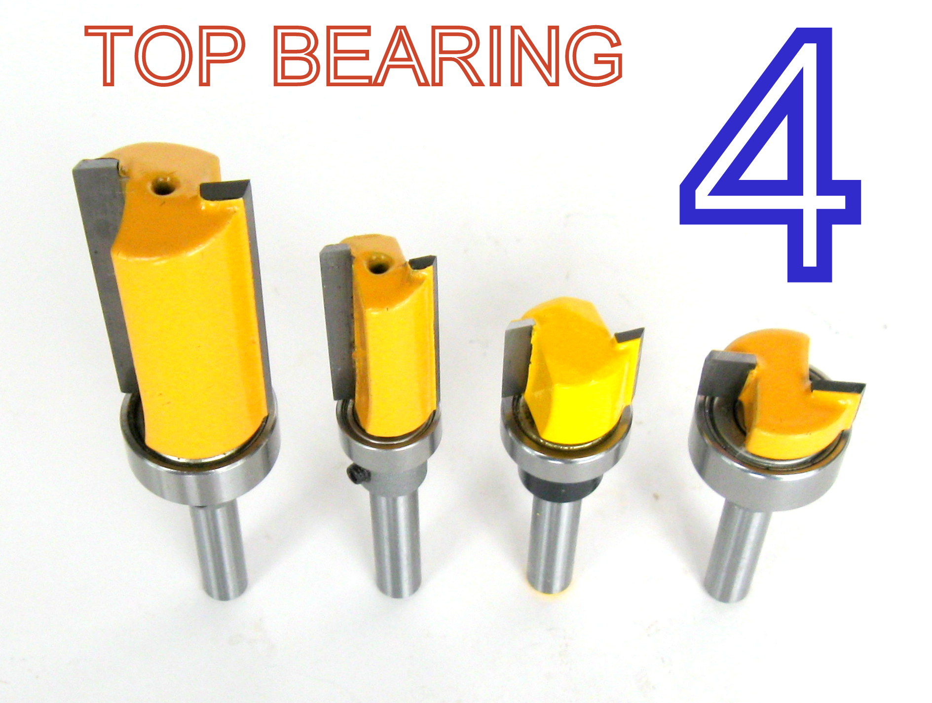 4pc 1/4" Shank Top Bearing Flush Trim Pattern Router Bit Set S | eBay