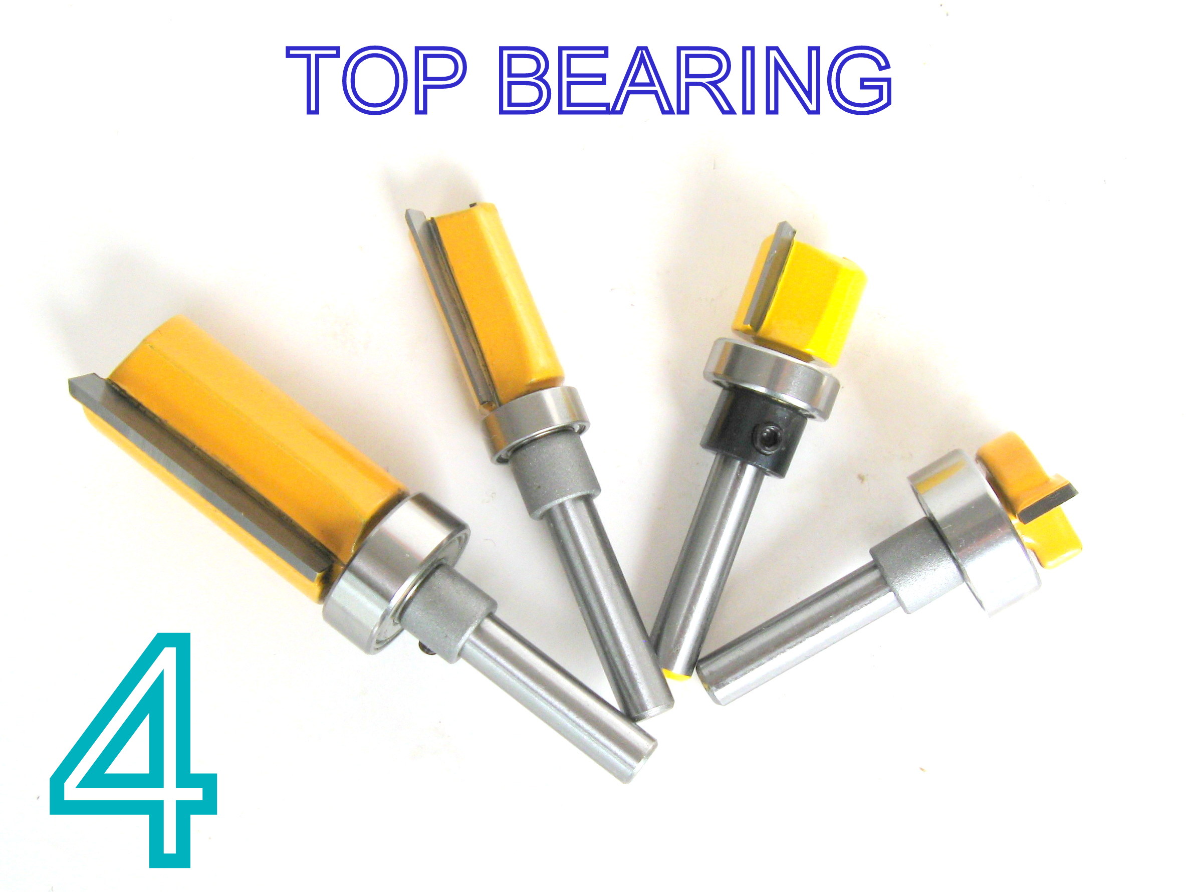 4pc 1/4" Shank Top Bearing Flush Trim Pattern Router Bit Set S | eBay