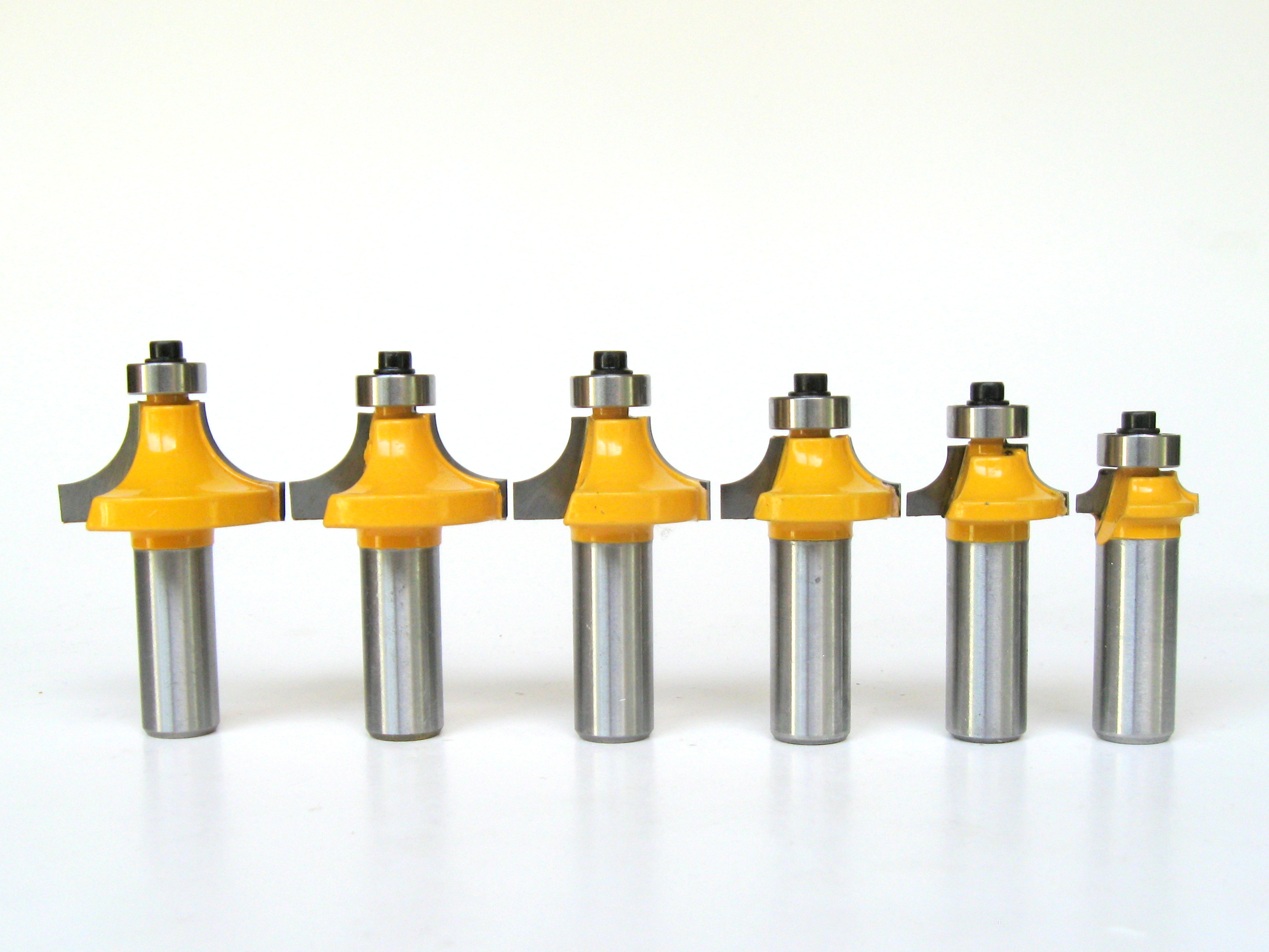 6pc 1/2 SH 1/2, 7/16, 3/8, 5/16, 1/4, 1/8 Rad. Round Over Router Bit ...