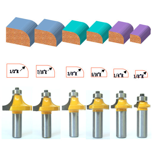 6pc 1/2 Shank Edge Forming Round Over Router Bit Set sct-888 ...