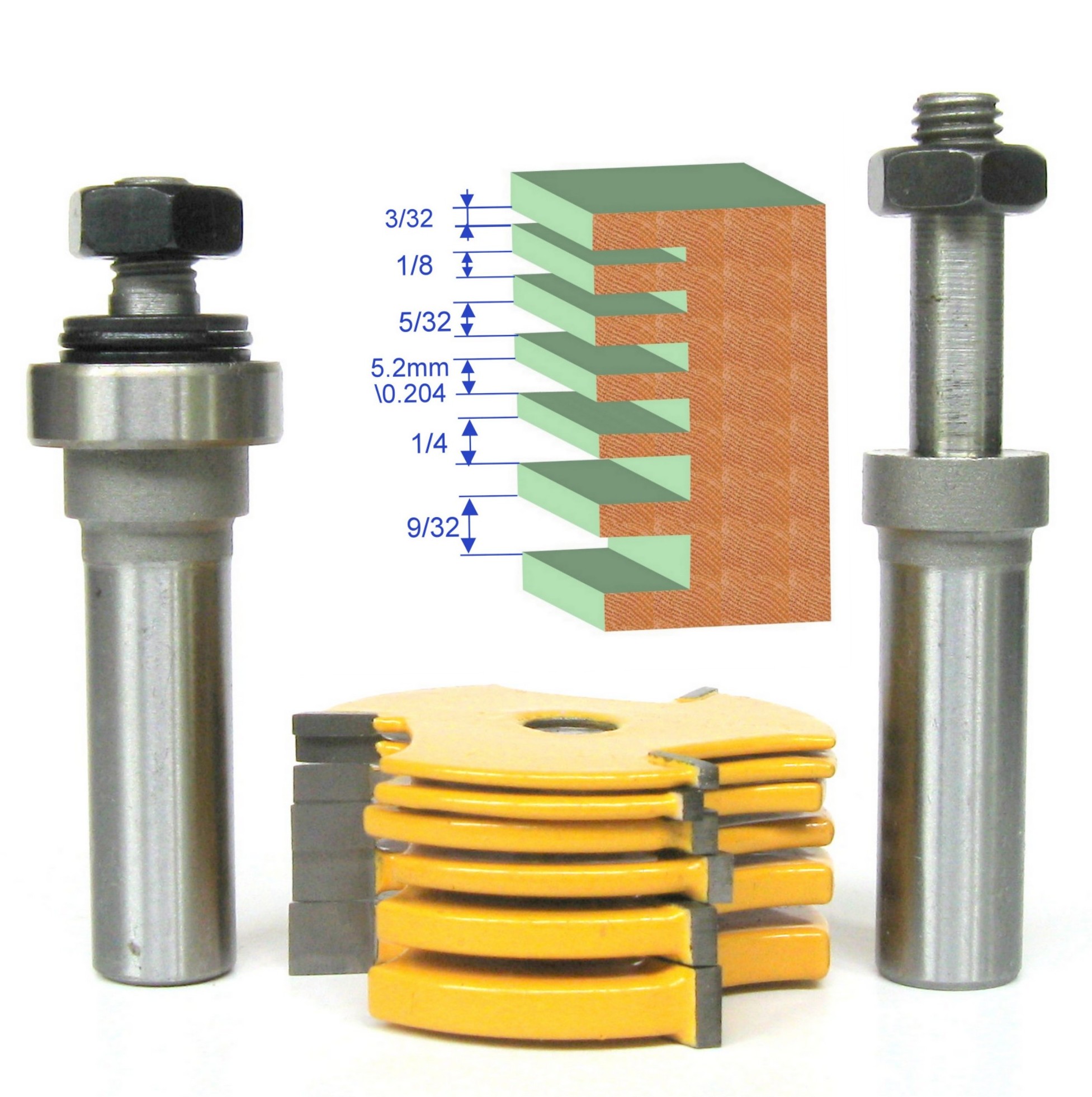 8pc 1/2" Shank Slot ,Assembly 6 cutters & 2 arbors Router Bit Set sct ...