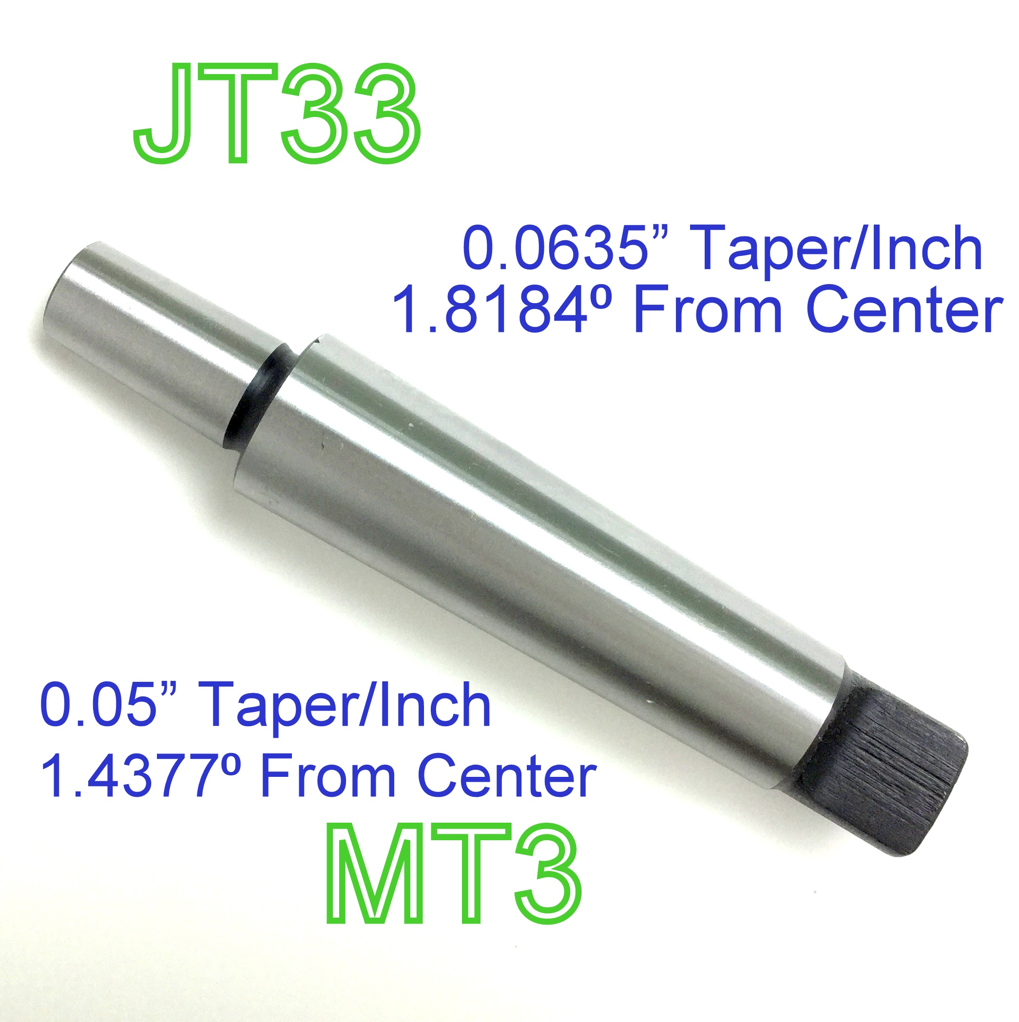 1pc MT3 Shank to JT33 Jacobs Taper Chuck Arbor w/Tang End Morse 3MT ...