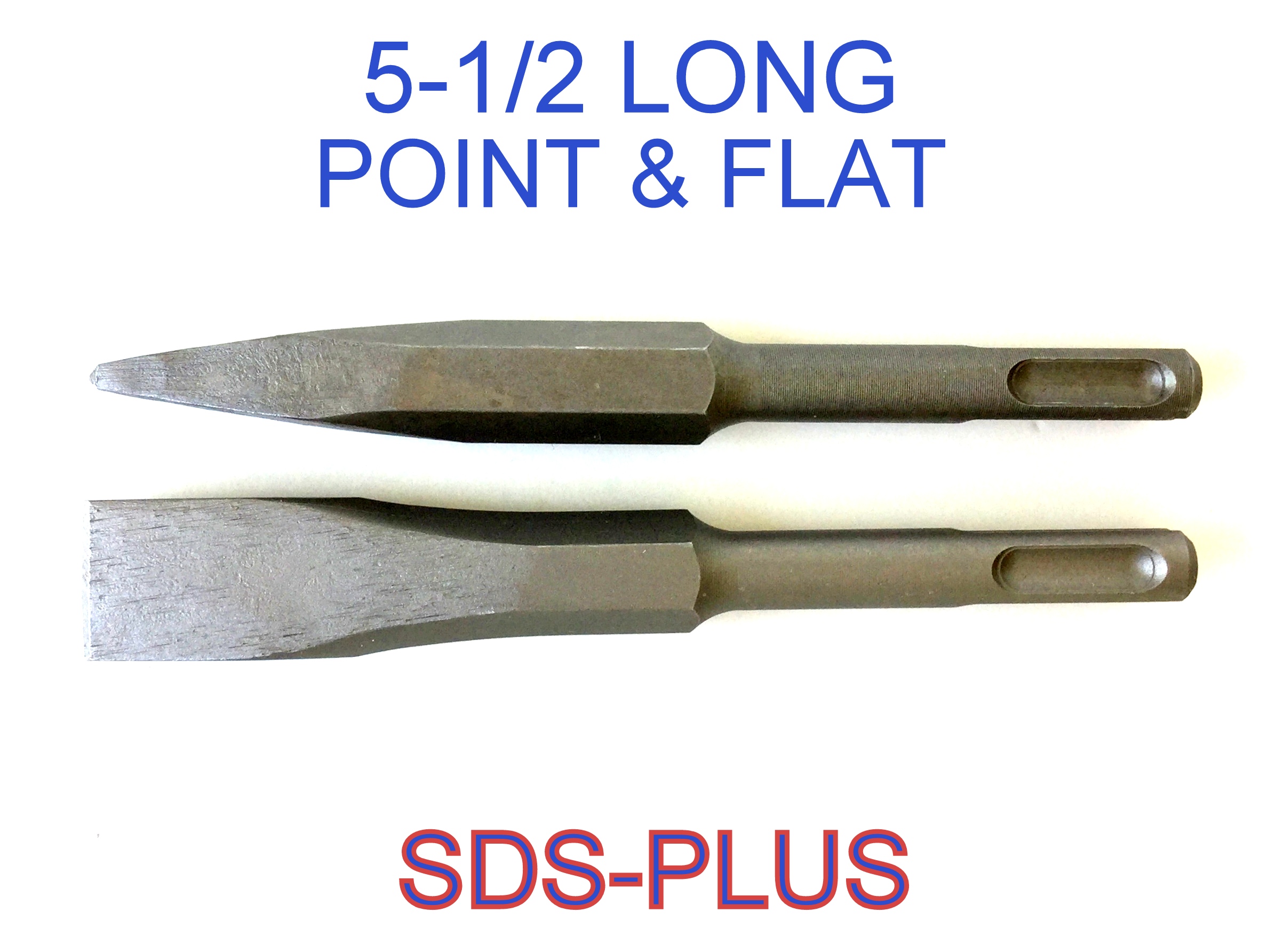 2 pc SDS PLUS flat and Point chisel 5-1/2" long drill bit S ...