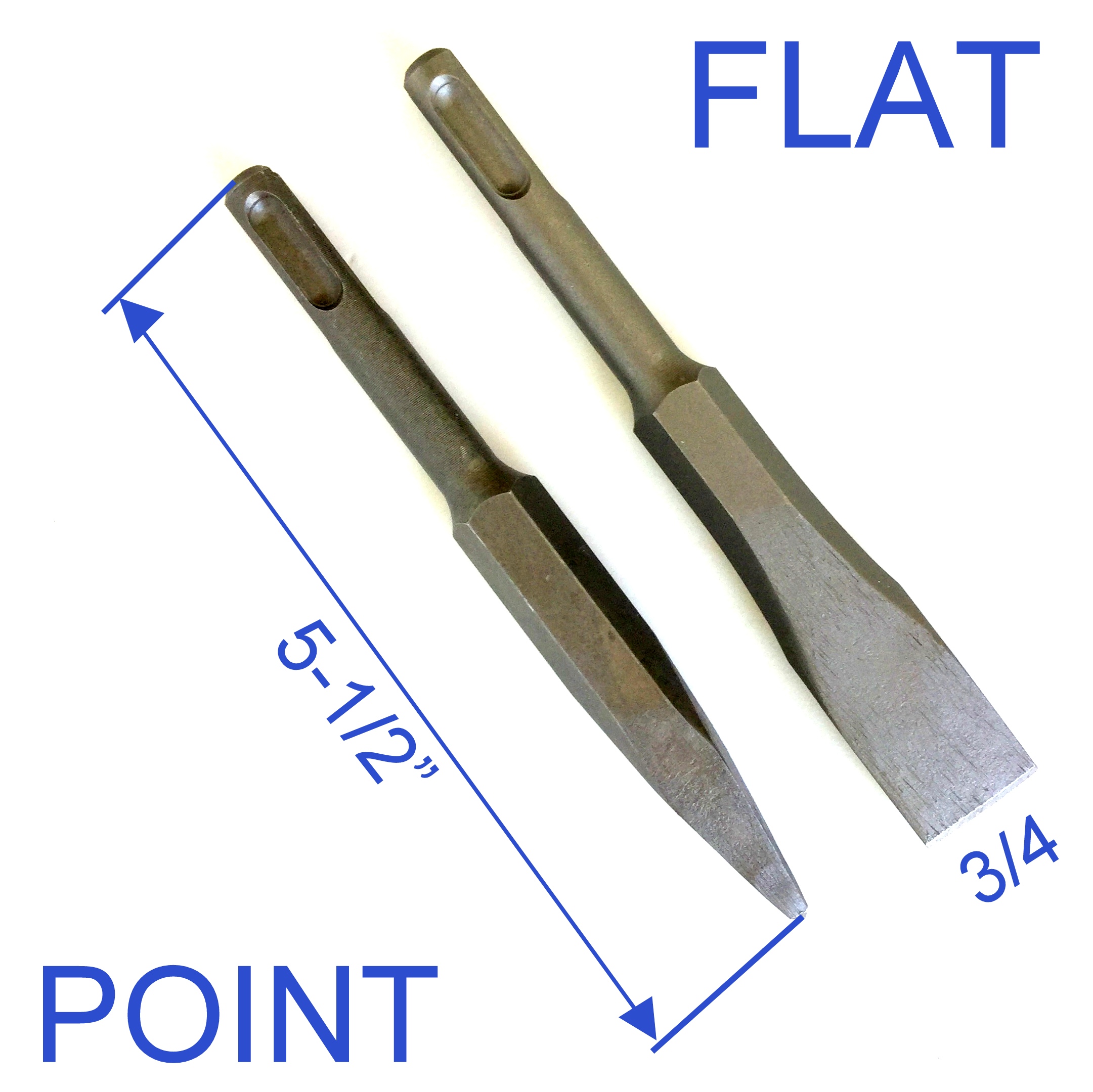 2 pc SDS PLUS flat and Point chisel 5-1/2" long drill bit S ...
