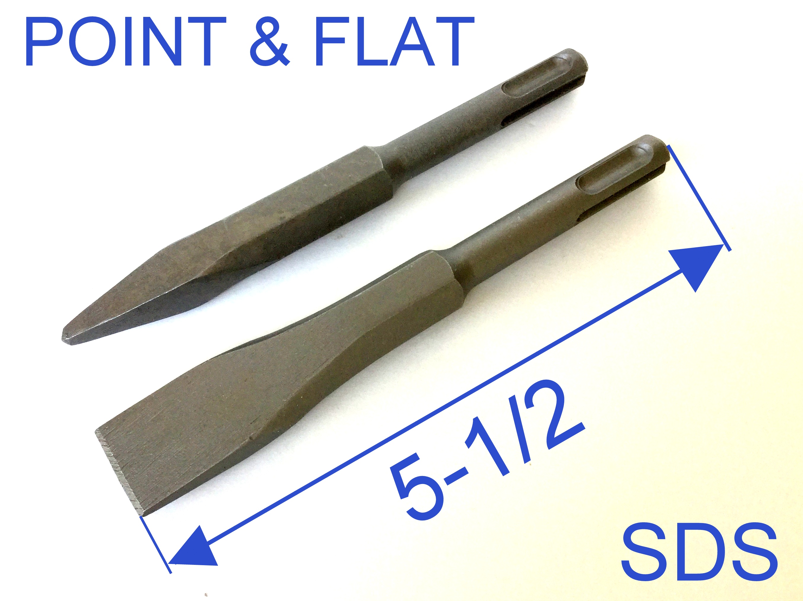 2 pc SDS PLUS flat and Point chisel 5-1/2" long drill bit S ...