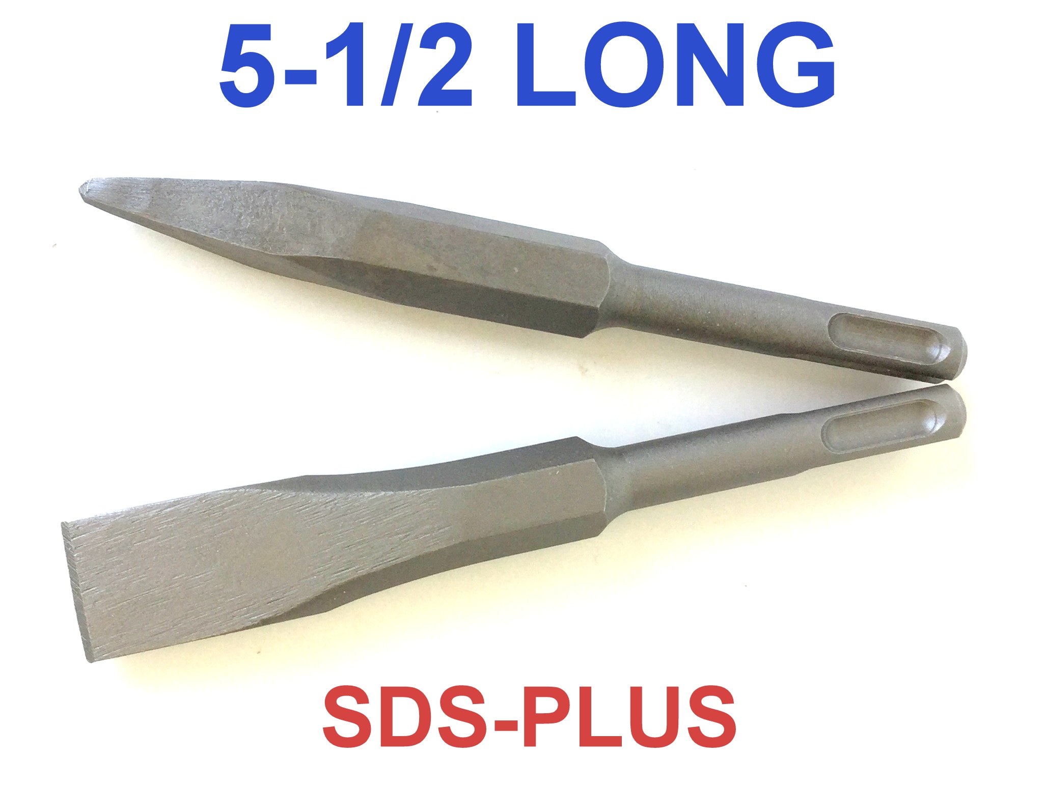 2 pc SDS PLUS flat and Point chisel 5-1/2" long drill bit S ...
