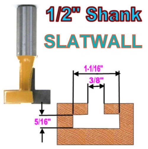 1 pc 1/2" Shank T-Slot & T-Track Slotting and Slatwall Sutter Router ...